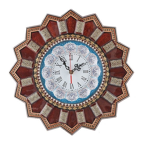 Iranian Minakari Wall Clock | Persian Handicraft Enameling Art